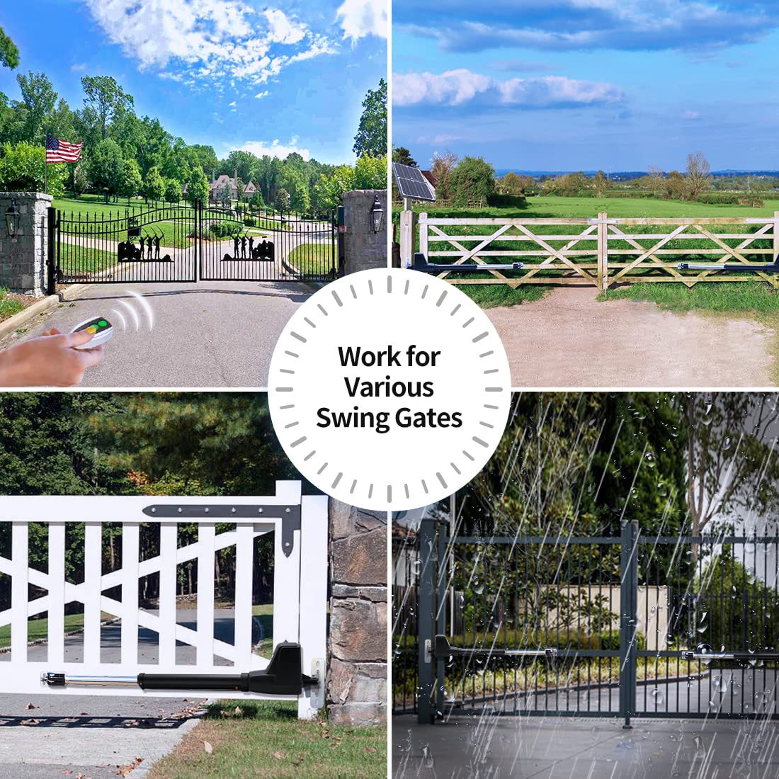 TOPENS AT12132S Solar Dual Swing Gate Opener Heavy Duty Automatic Gate ...