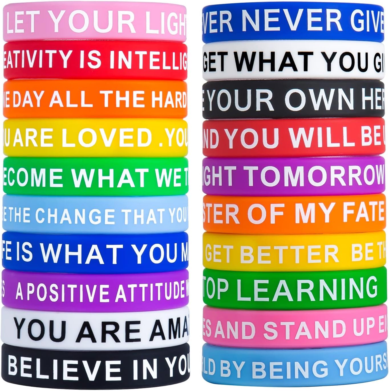 Amazon.com: IDREAMBAND 60 Pieces Motivational Wristbands For Students ...