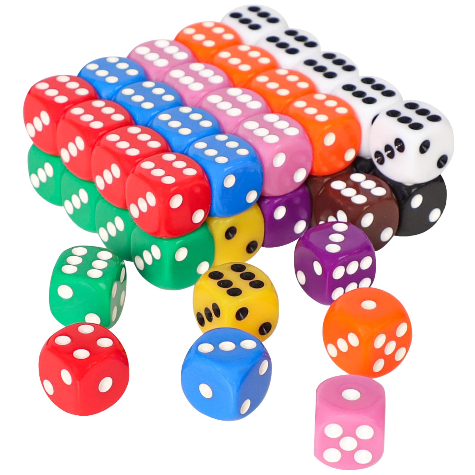 Amazon.com: 50 Pieces 16mm Colored Dice Set, Bulk Dice in 10 Colors ...