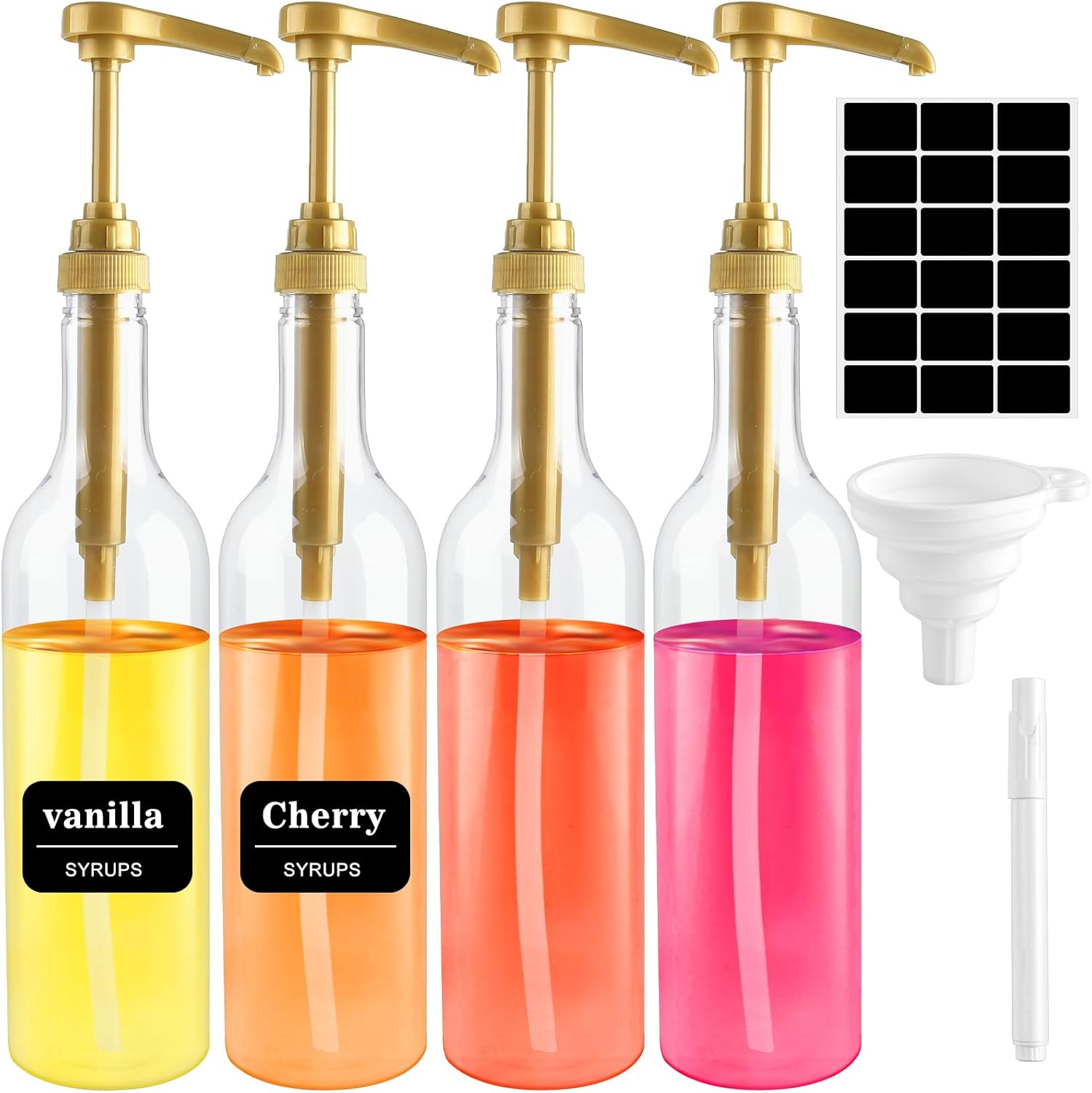 Amazon.com: Akamino 4 Pack Syrup Dispenser for Coffee Bar,25.4 oz/750 ...