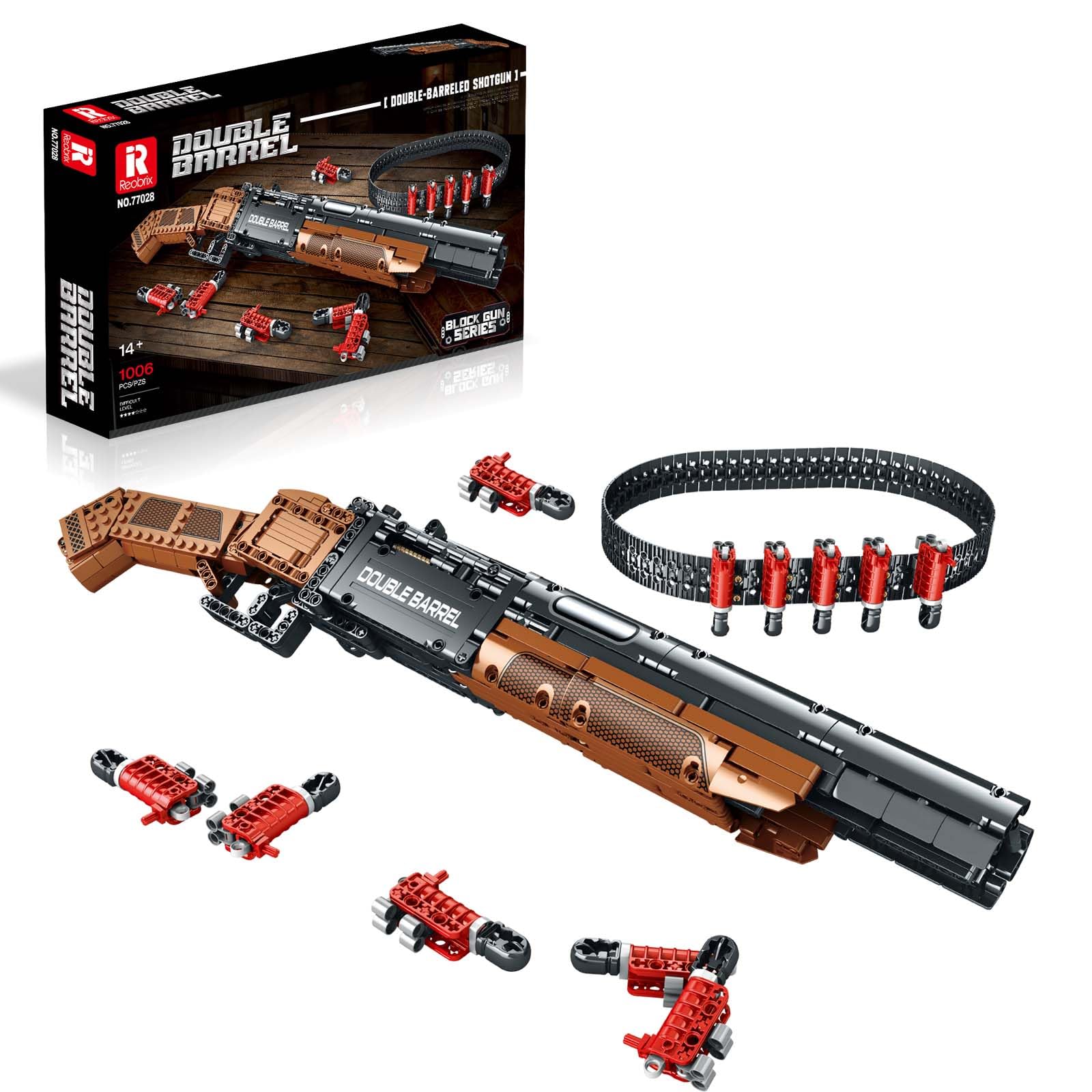 Reobrix 77028 Gun Building Blocks Set, Double Barrel Shotgun Toy Model ...