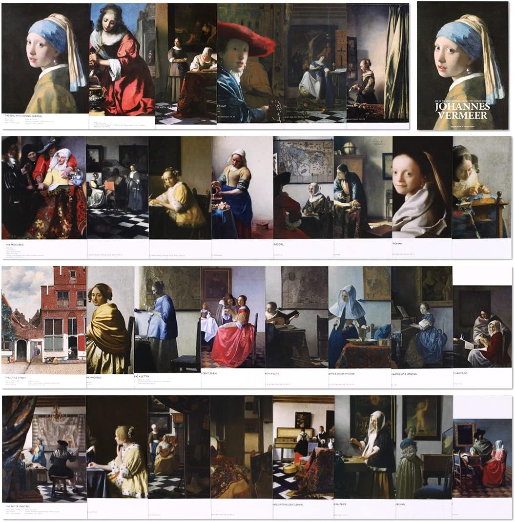 Geneic Johannes Vermeer Art Postcards - 30 Pcs Art Gift Invitation Post ...