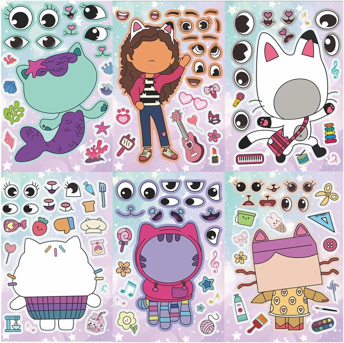 Amazon.com: Cartoon Stickers | 12-Pack Make Your Own Stickers | Make a ...