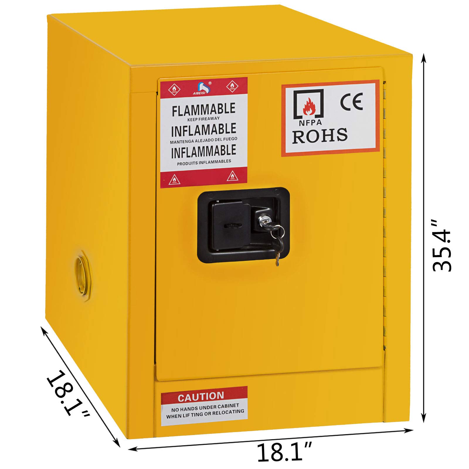 Mophorn Flammable Cabinet 18" x 18" x 35", Galvanized Steel Safety ...
