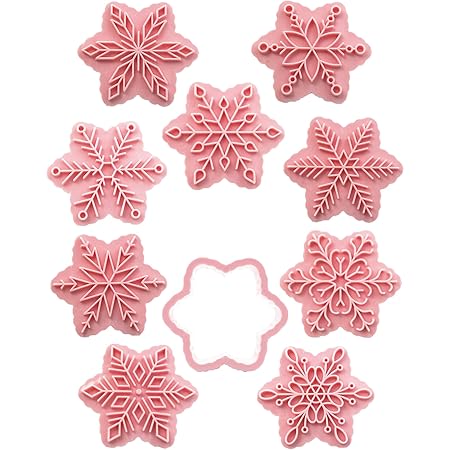 Amazon.com: 9 Patterns of 3D Snowflake Cookie Stamps Set, Food Grade ...