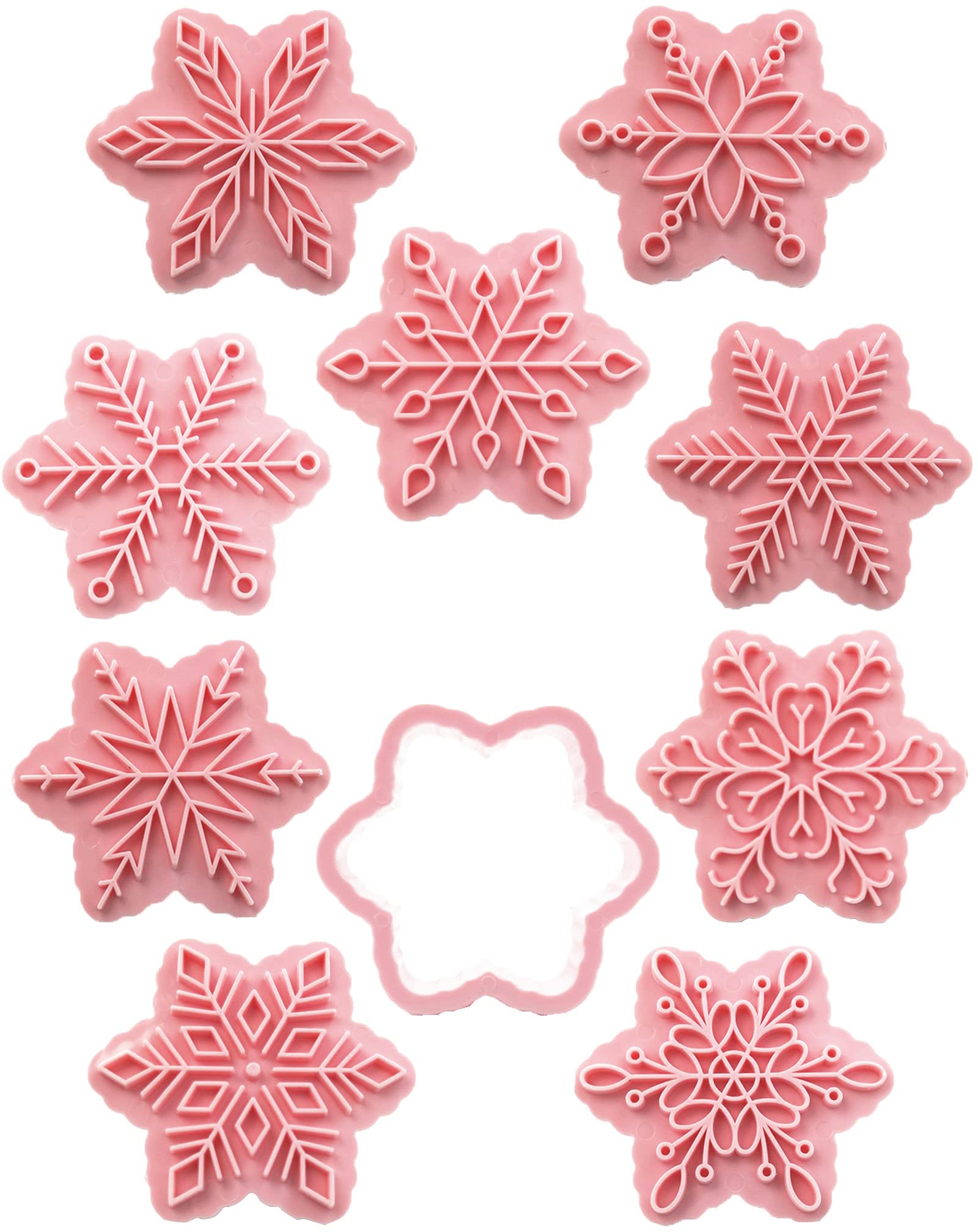 Amazon.com: 9 Patterns of 3D Snowflake Cookie Stamps Set, Food Grade ...