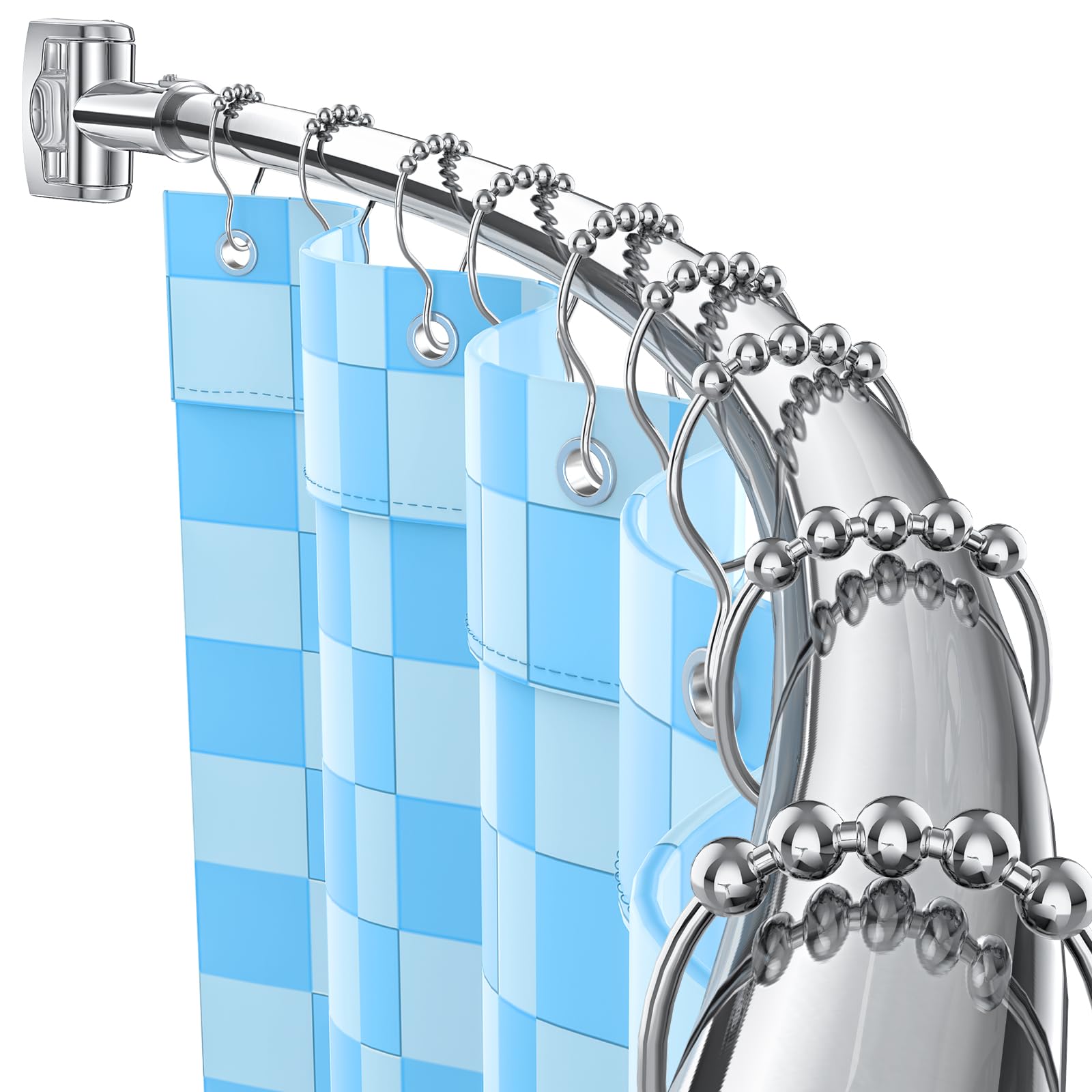 Curved Shower Curtain Rod, Adjustable 45-72 Inches Curved Shower Rod ...