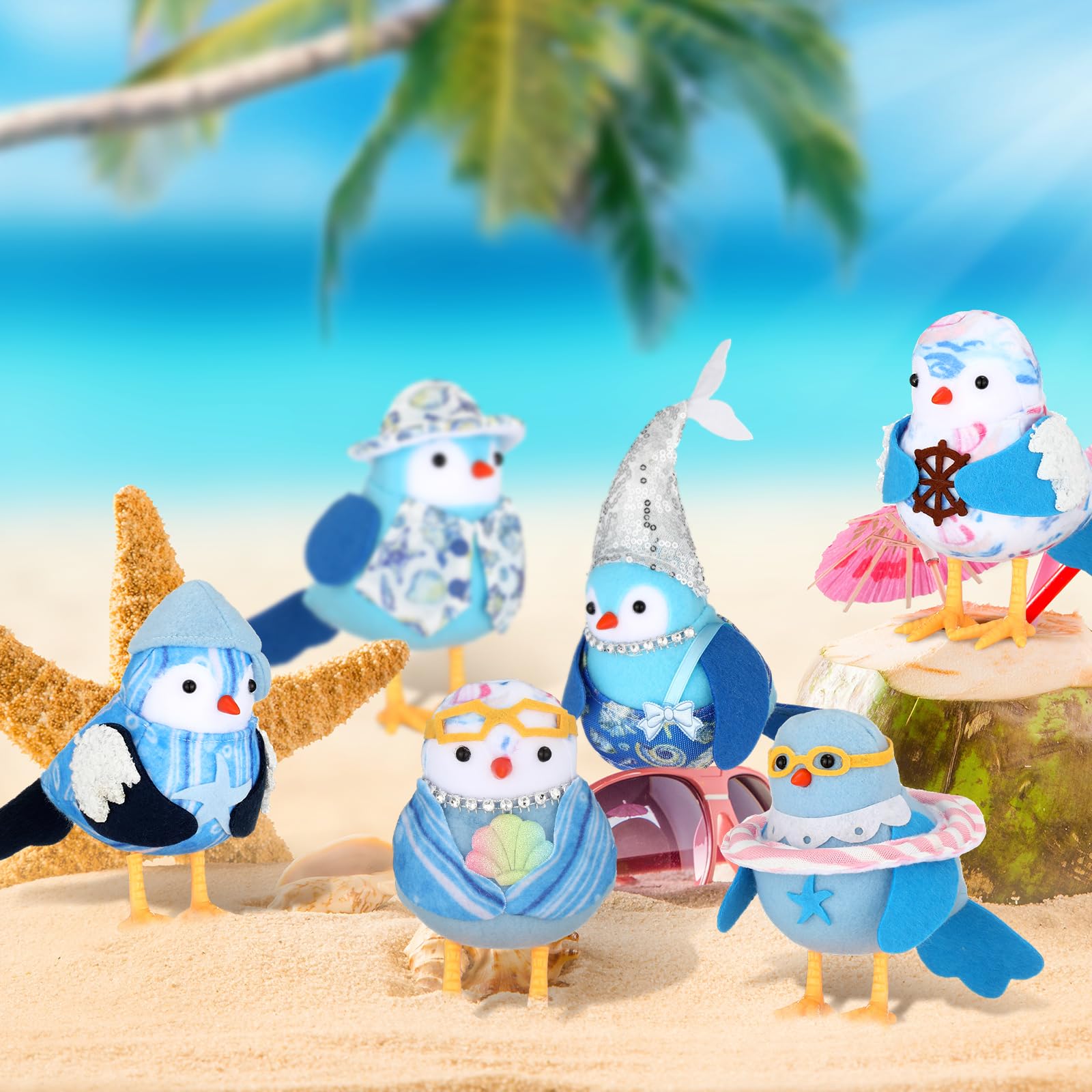 Silipull 6 Pcs Beach Bird Decorations Summer Standing Bird Figurine ...