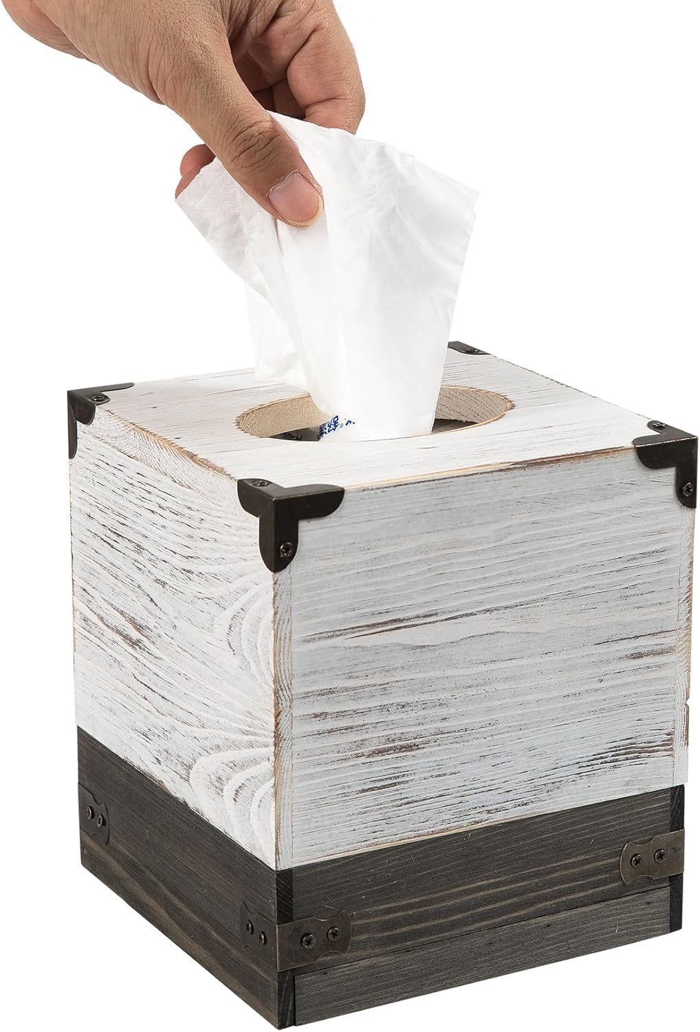 Amazon.com: ExoLiry Rustic Whitewashed Wood Tissue Box Cover, Vintage ...