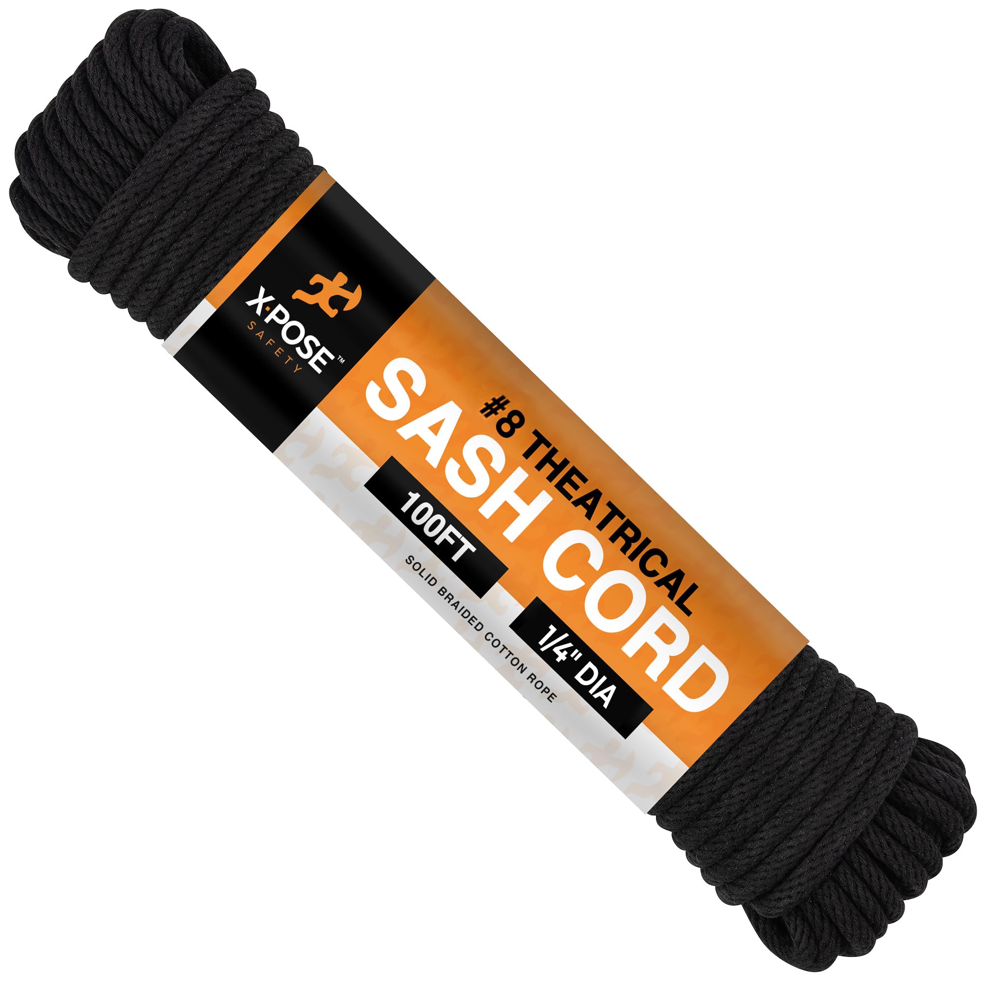 Sash Cord - Cotton and Nylon Rope - 1/4 Inch x 100 Ft Rope - Black ...