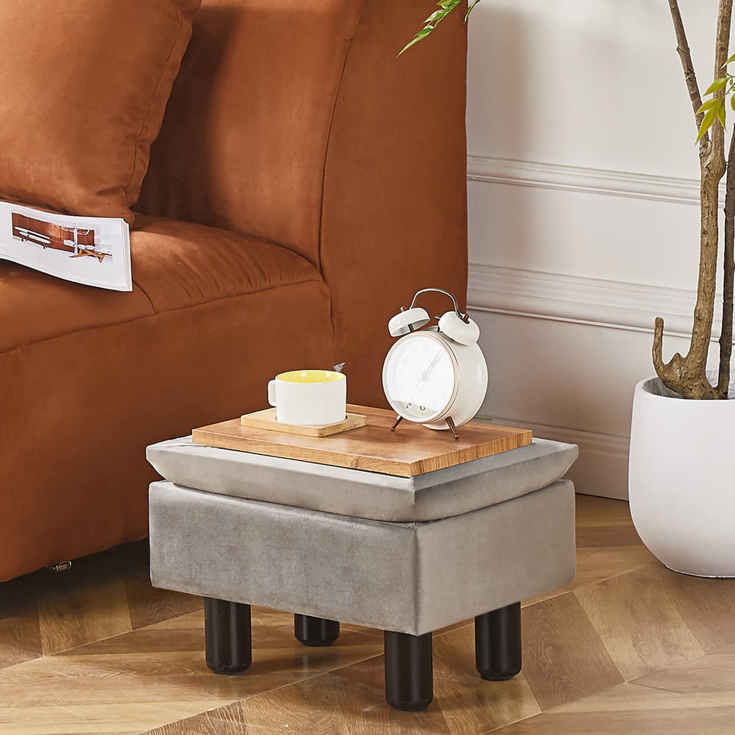 Cpintltr Velvet Footrest Stool Multifunctional Foot Stool Ottomans ...