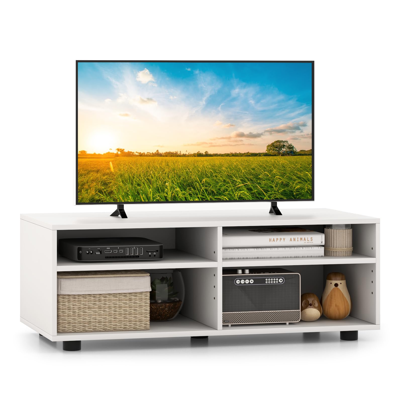 Amazon.com: IFANNY 4-Cubby TV Stand for TVs up to 40", Modern Media ...