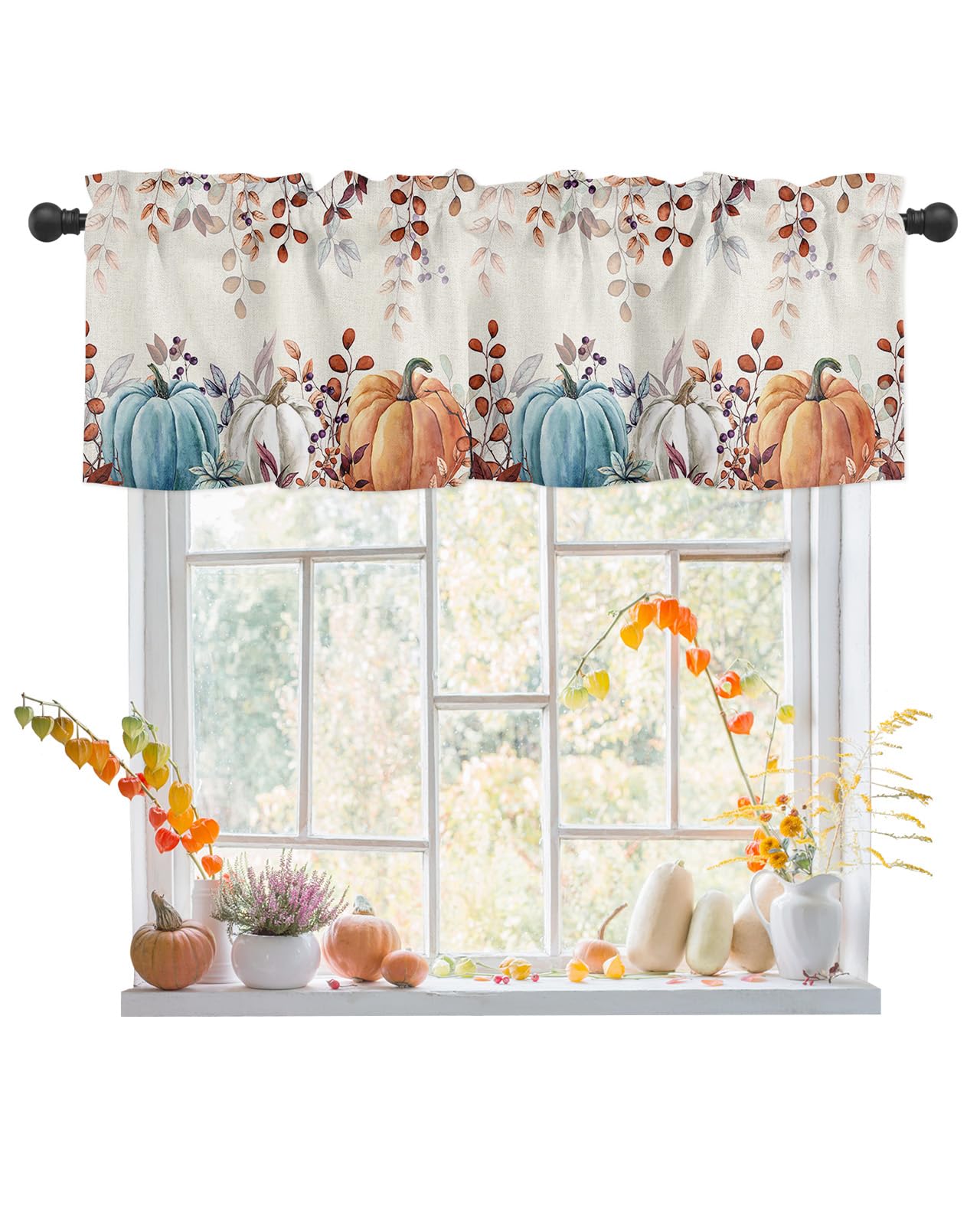 Amazon.com: Fall Valance for Windows Autumn Pumpkin Curtains Valances ...