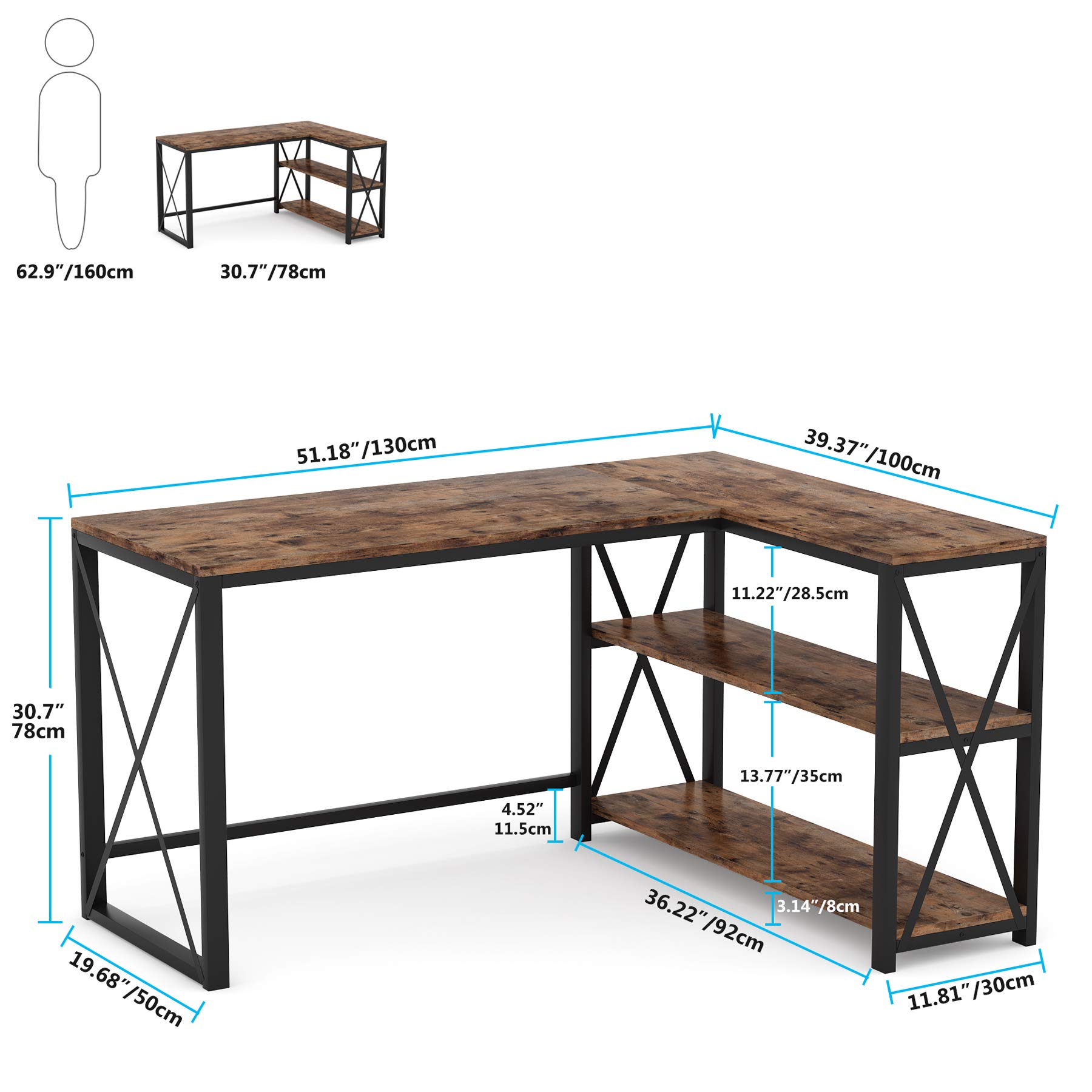 Tribesigns 51" L-Shaped Desk with Storage Shelves, L Shape Computer ...