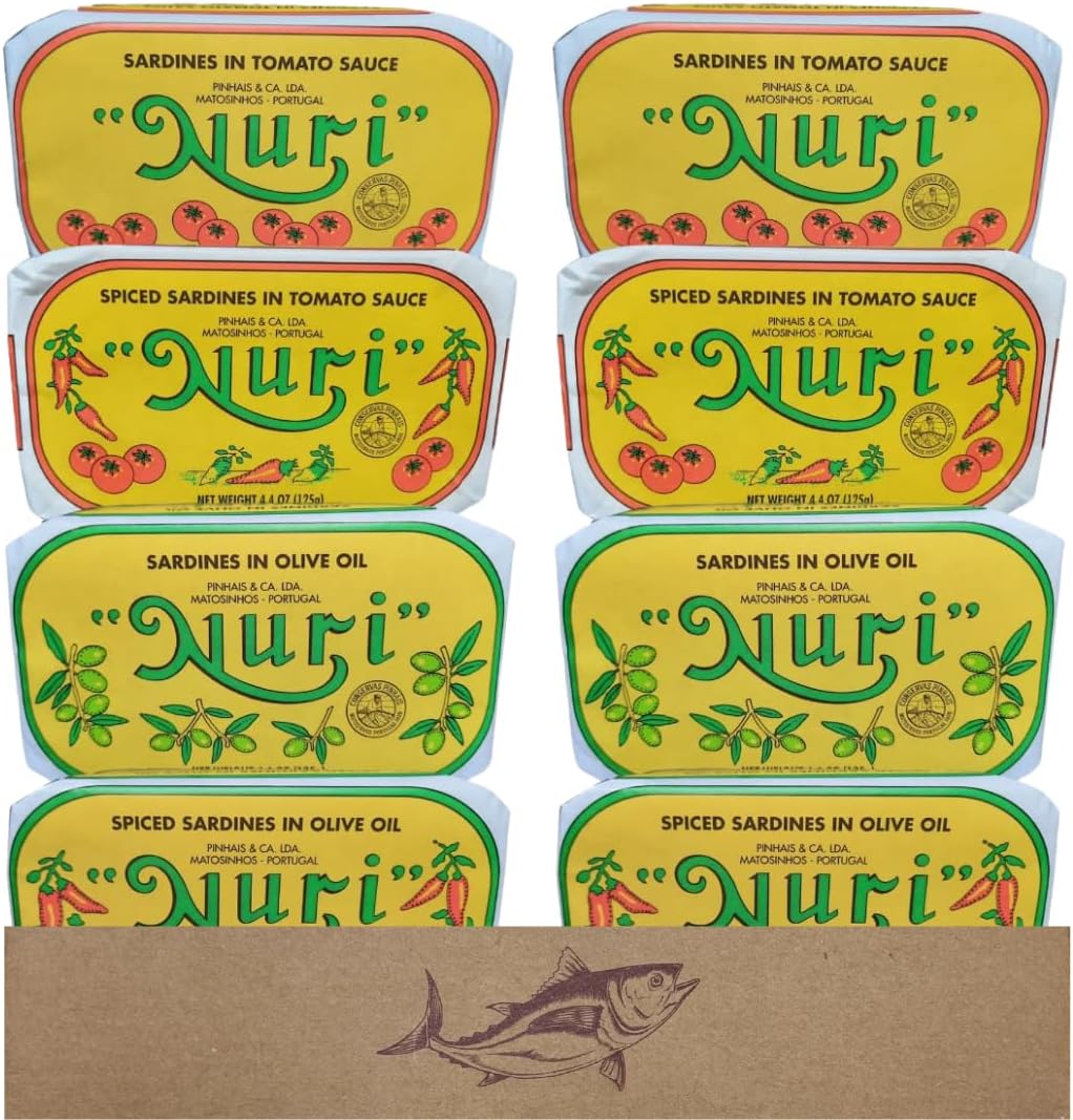 Amazon.com: NURI Portuguese Sardines in Spiced Olive Oil - 10 Pack - (4 ...