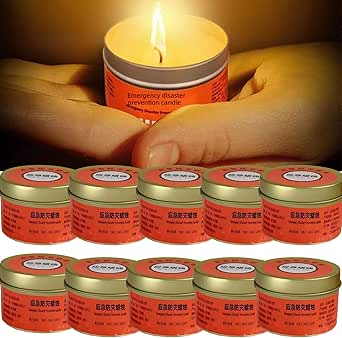 10Pcs Emergency Candle Bulk,26-30 Hours Long Burning Survival Candles ...
