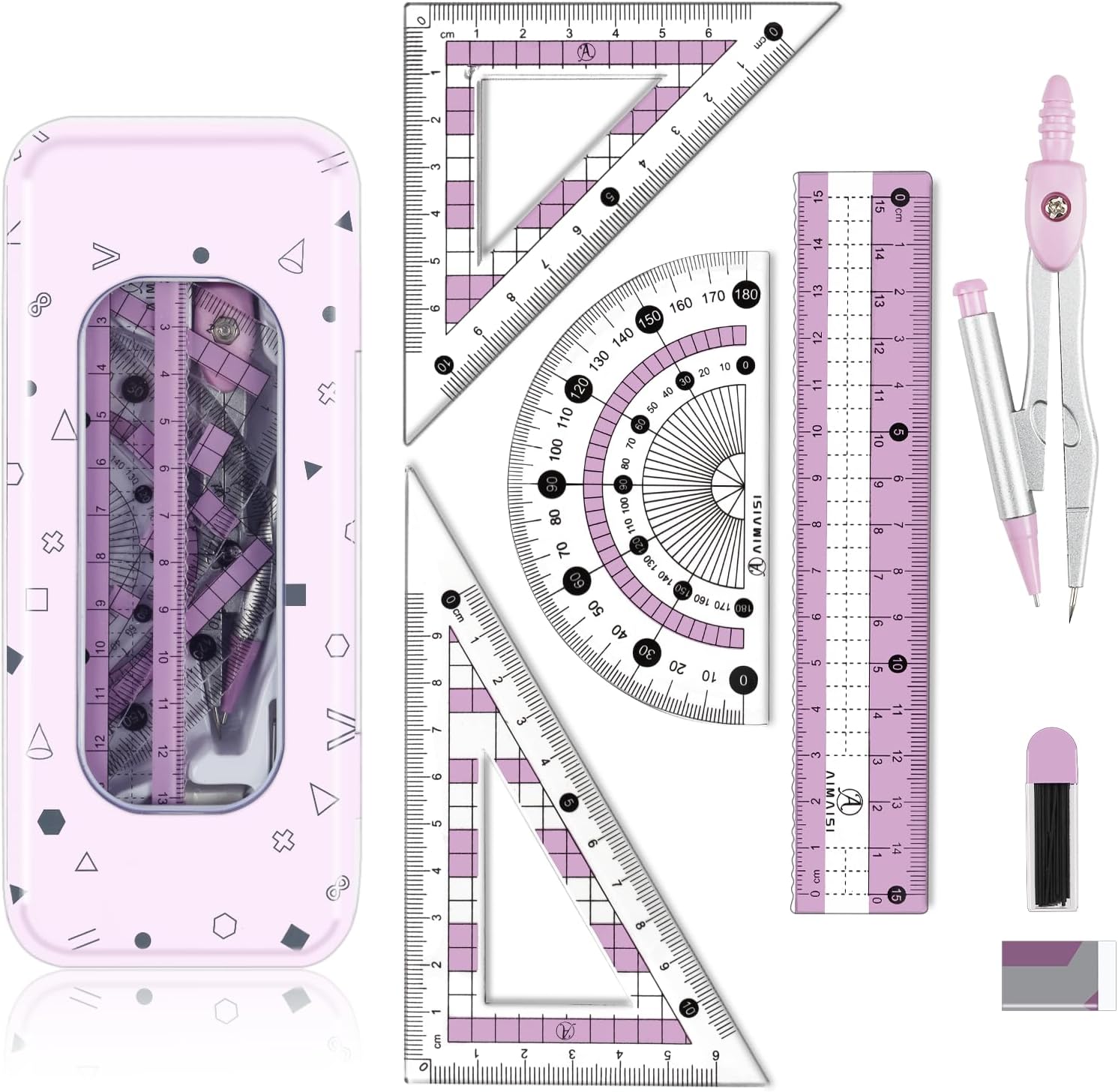 Maths Set | Compass Maths Protractor and Compass Set | Triangle Ruler ...