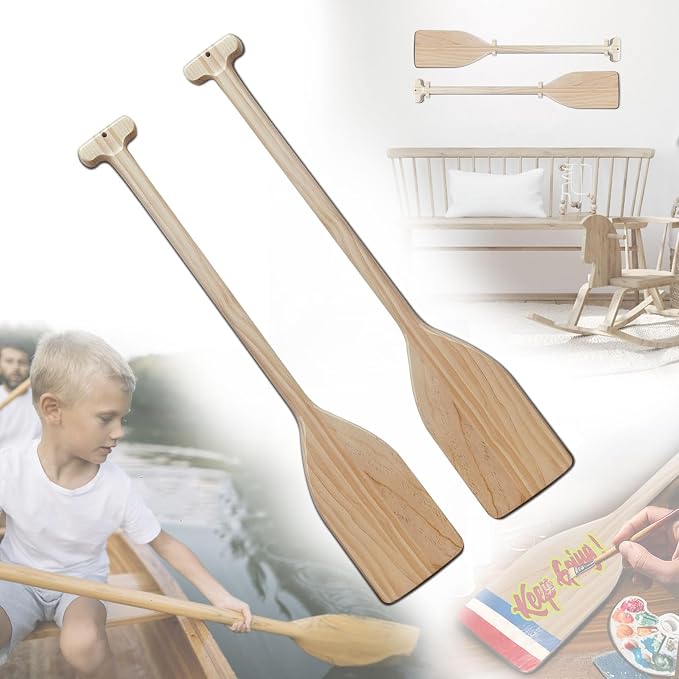 Amazon.com: Wooden Oar Canoe Paddle 2.6 Feet,Ergonomic Grip,Pine Wood ...