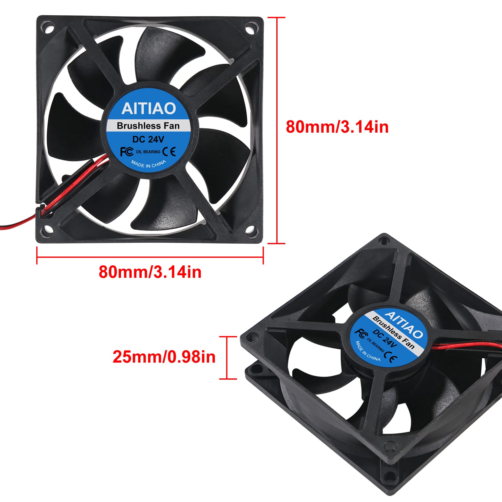Snapklik.com : 4PCS 80mm Fan 24V DC Brushless Cooling Fan 80mm 3.15 ...