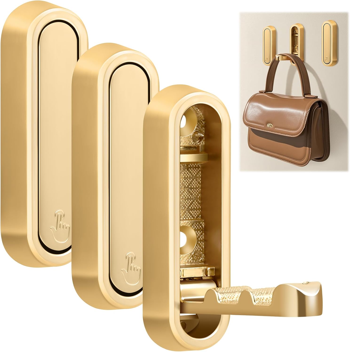 Amazon.com: FTUREERA 3 PCS Foldable Gold Zinc Alloy Wall Hooks - Heavy ...