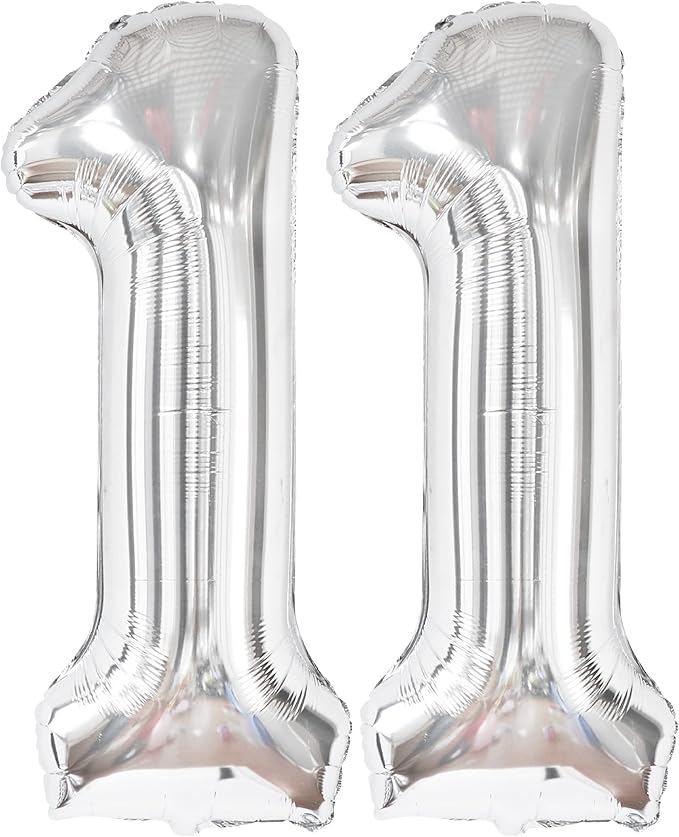 Amazon.com: KatchOn Big Silver Number 11 Balloon - 40 Inch | Silver 11 ...