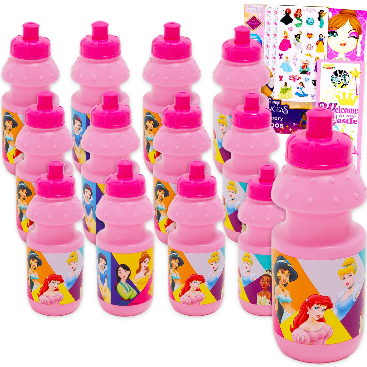 Amazon.com: Disney Princess Kids 11 Oz Reusable Water Bottles - Disney ...