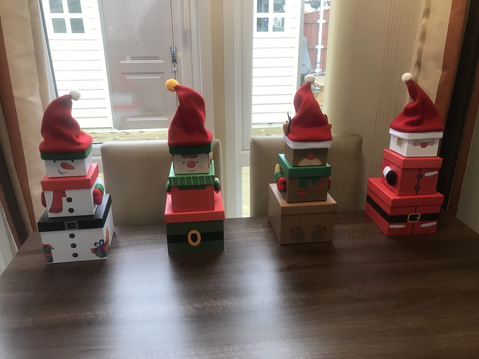 Zella Full Set x4 Christmas Eve Gift Stacking Boxes Plush Decorative ...