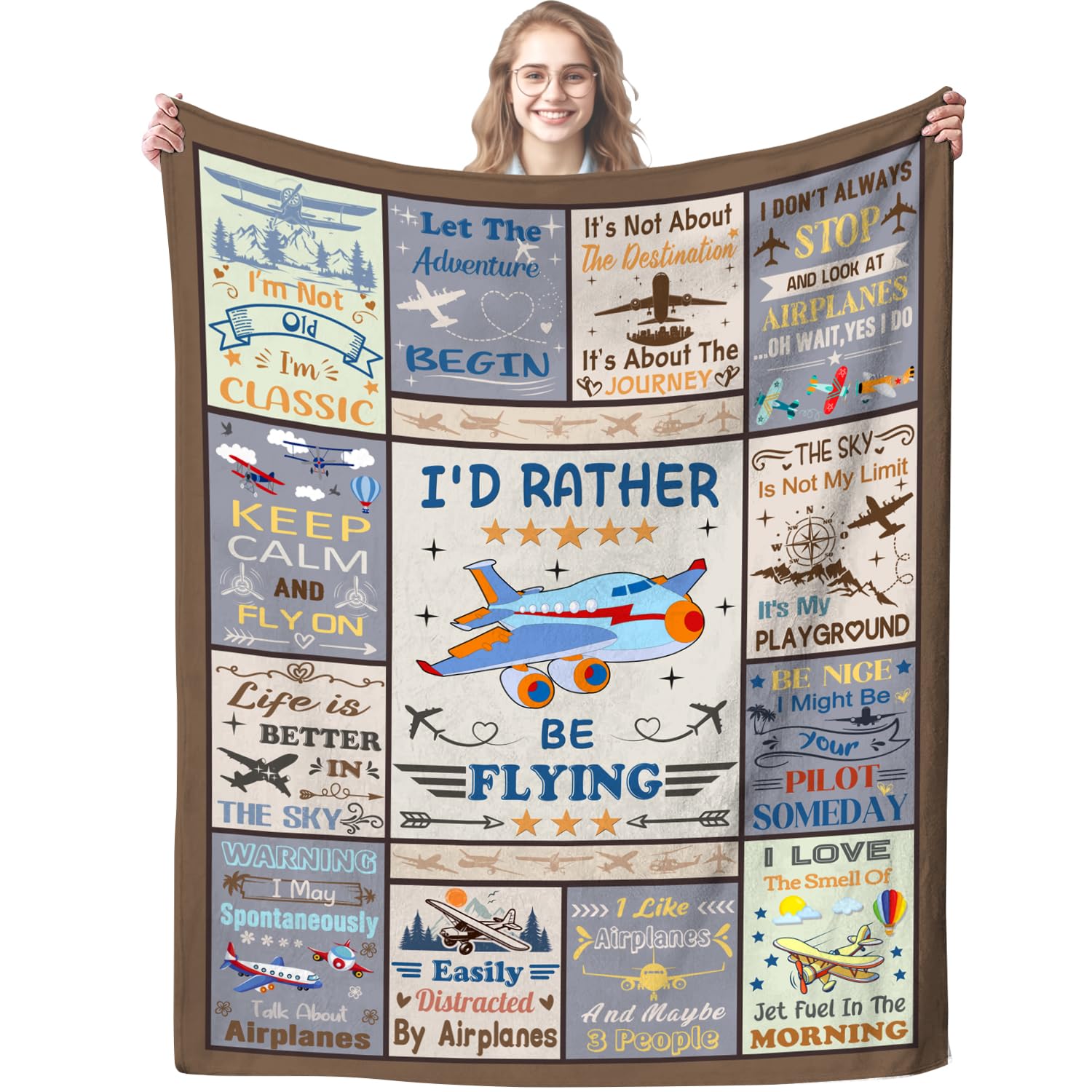 Amazon.com: Esconal Cute Airplane Blanket Gift for Kids Toddler Plush ...