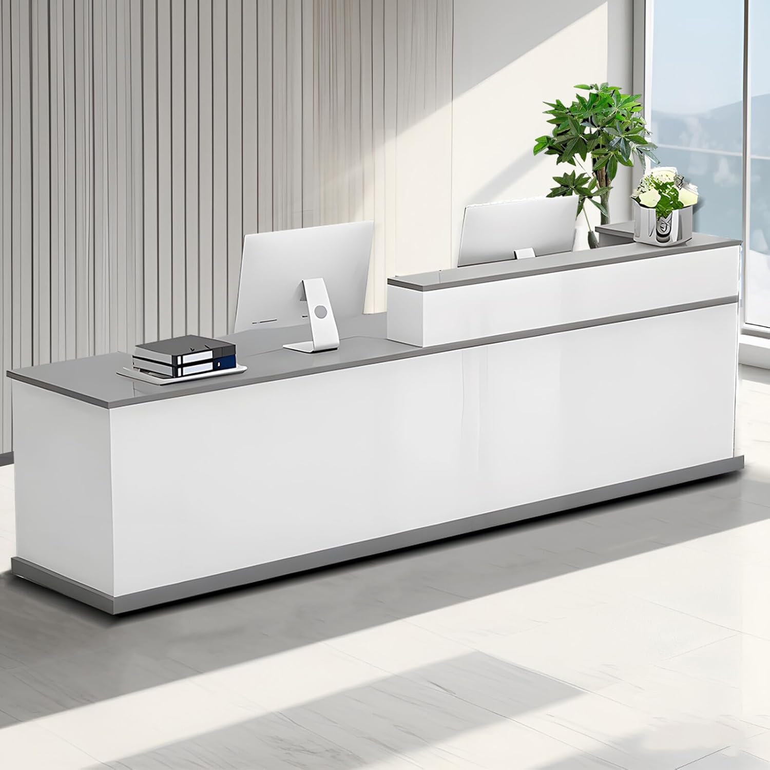 Amazon.com: Huariifowm Modern Reception Desk Counter with with Counter ...