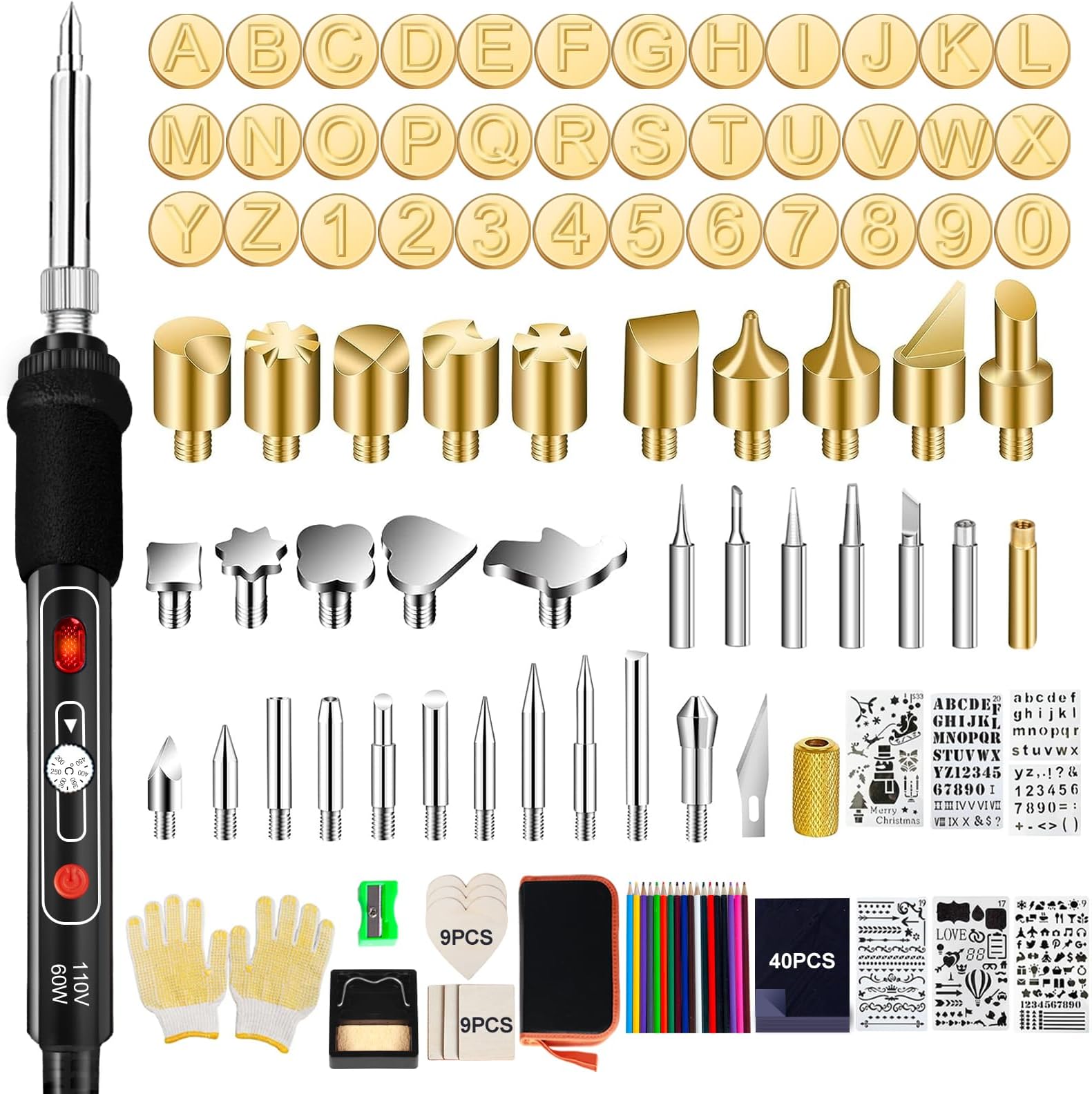 Amazon.com: 58pcs DIY Wood Leather Burning Set, 26 Letters Copper Mold ...