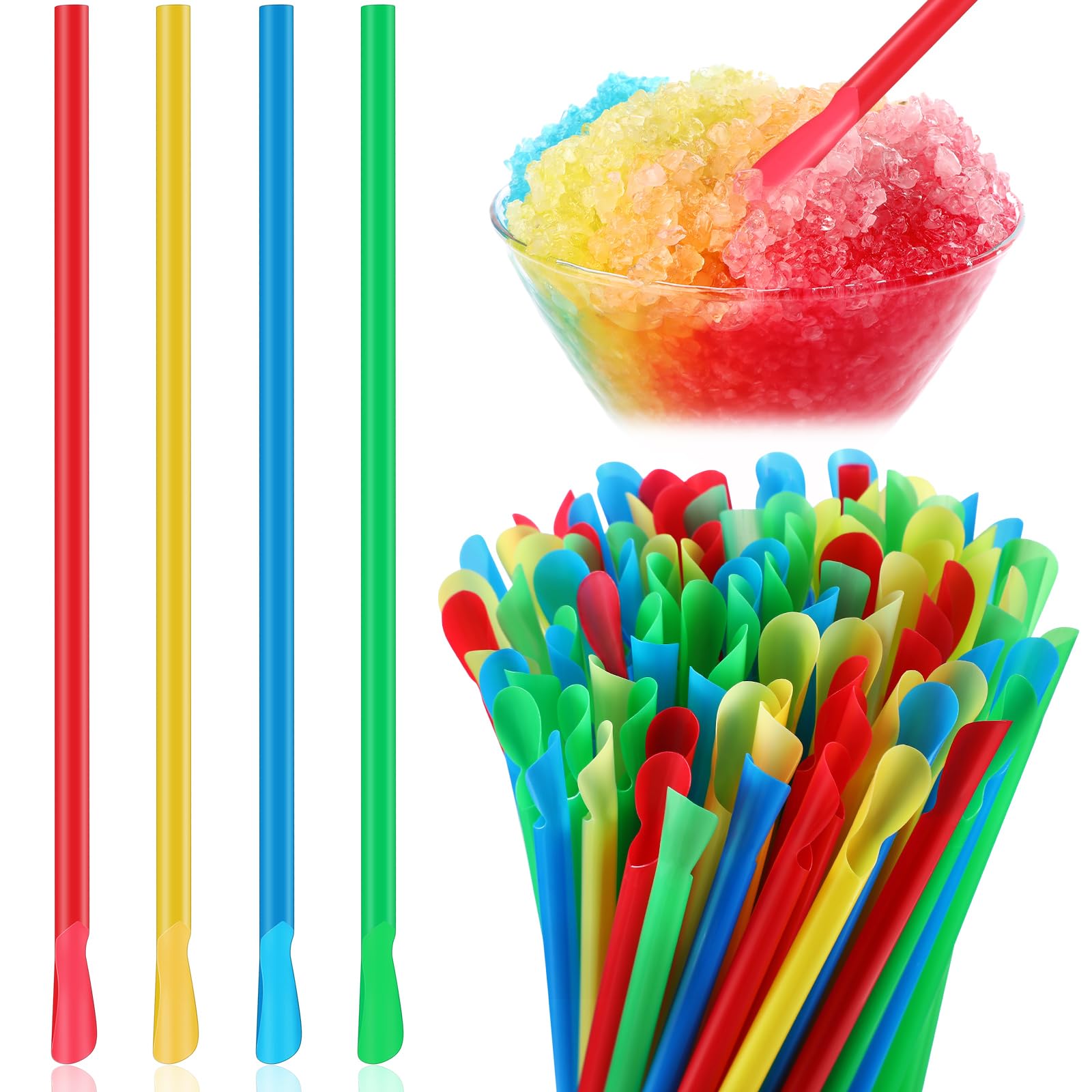 Snapklik.com : Eaasty 1000 Pcs Snow Cone Spoon Straws, Flexible Plastic ...
