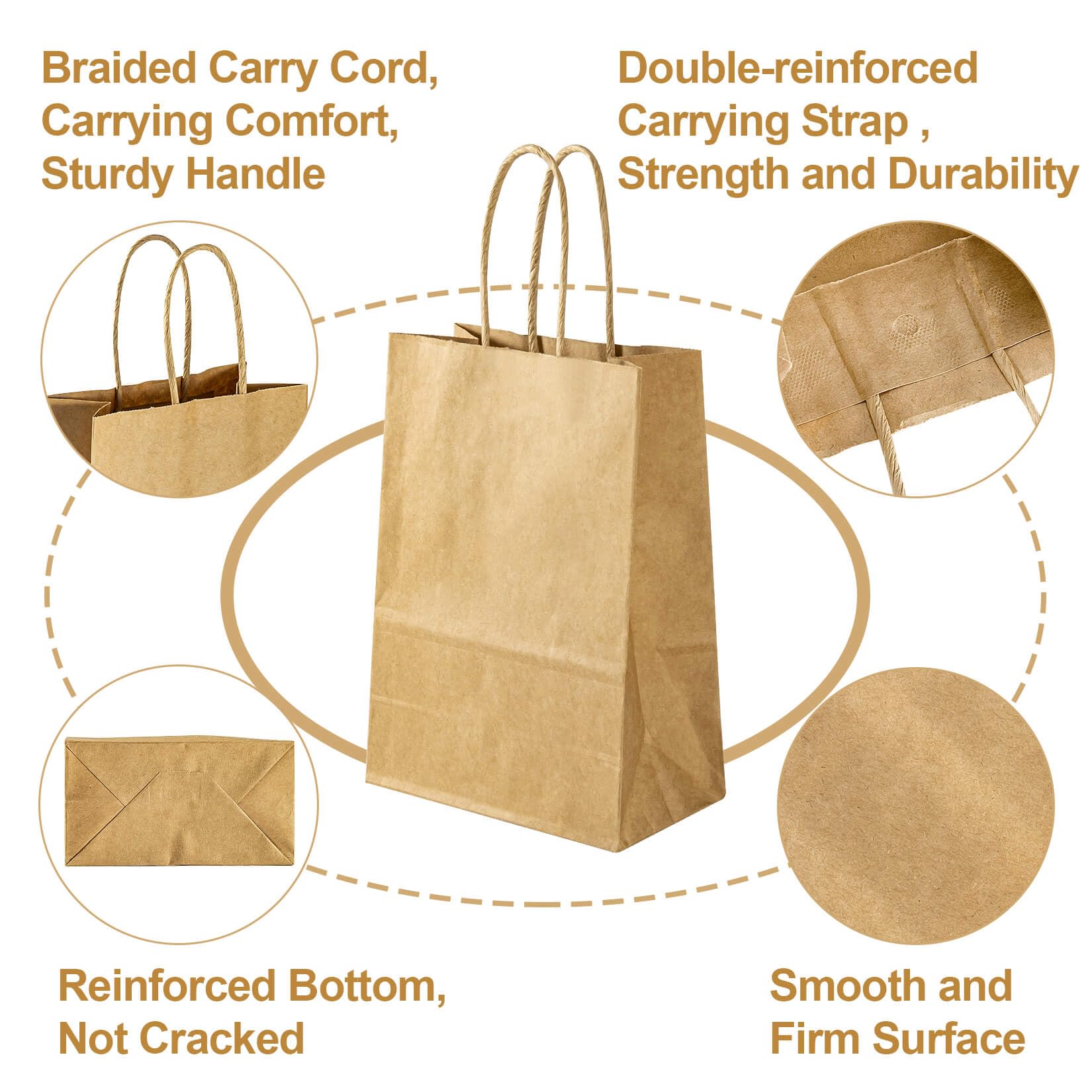 MAQIHAN Small Kraft Bags with Handles Kraft Gift Paper Bags Brown Kraft ...