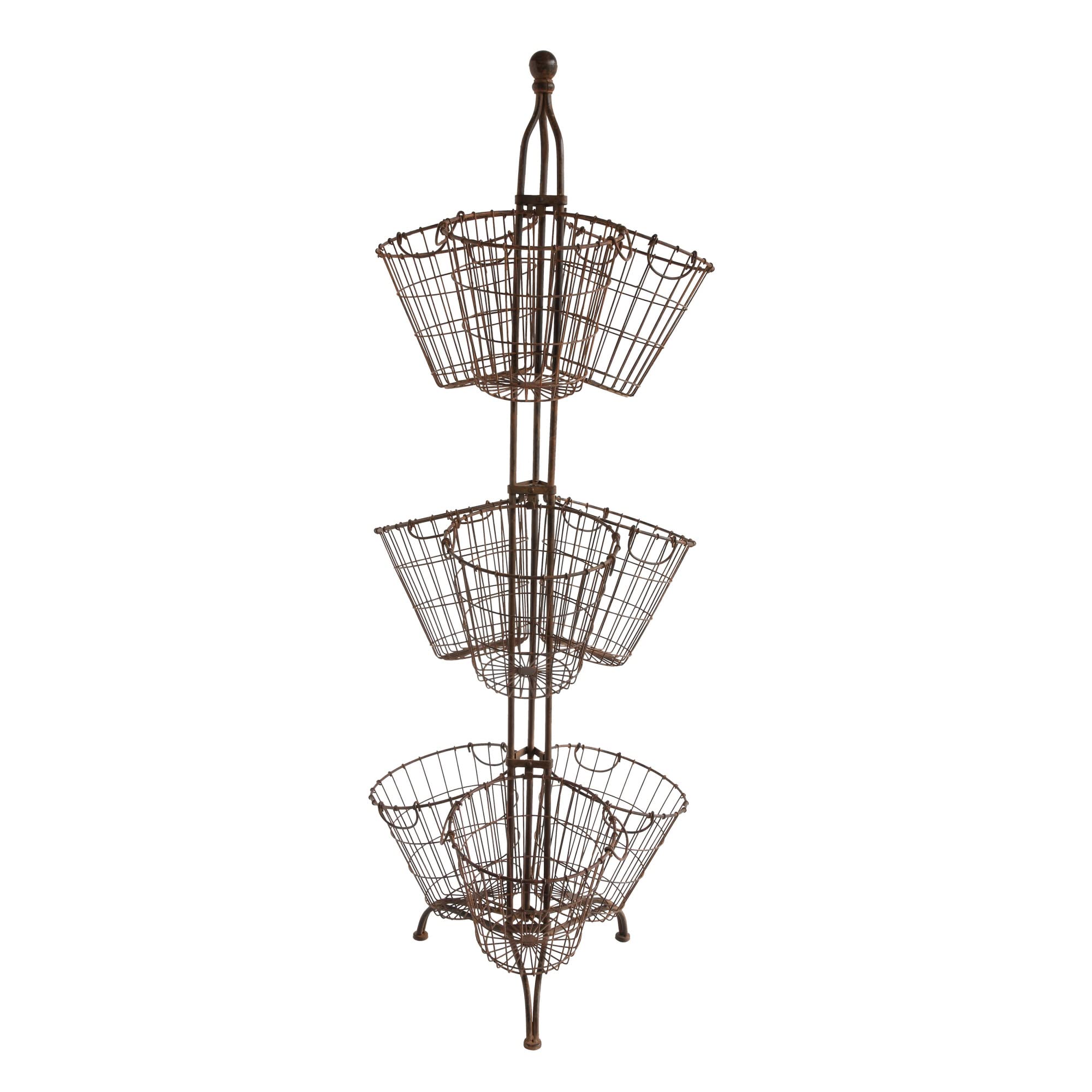 Amazon.com - Creative Co-Op Tall Metal Stand with 9 Wire Basket, Rust