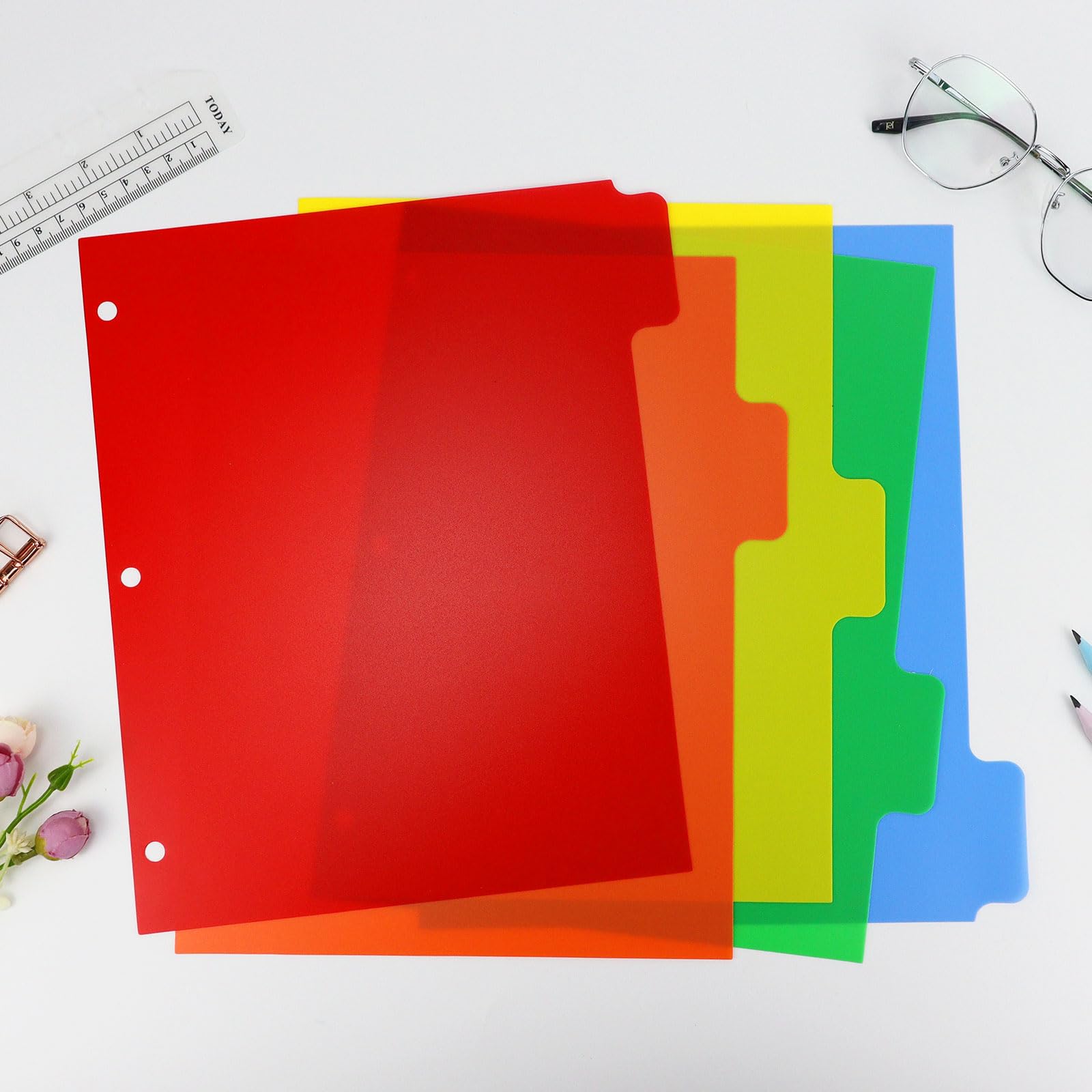 Snapklik.com : (2 Sets) Durable Plastic Dividers For 3 Ring Binders, 5 ...
