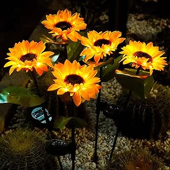 ZPSHYD Solar Sunflower Lights, Waterproof Outdoor Garden Auto ON/Off ...