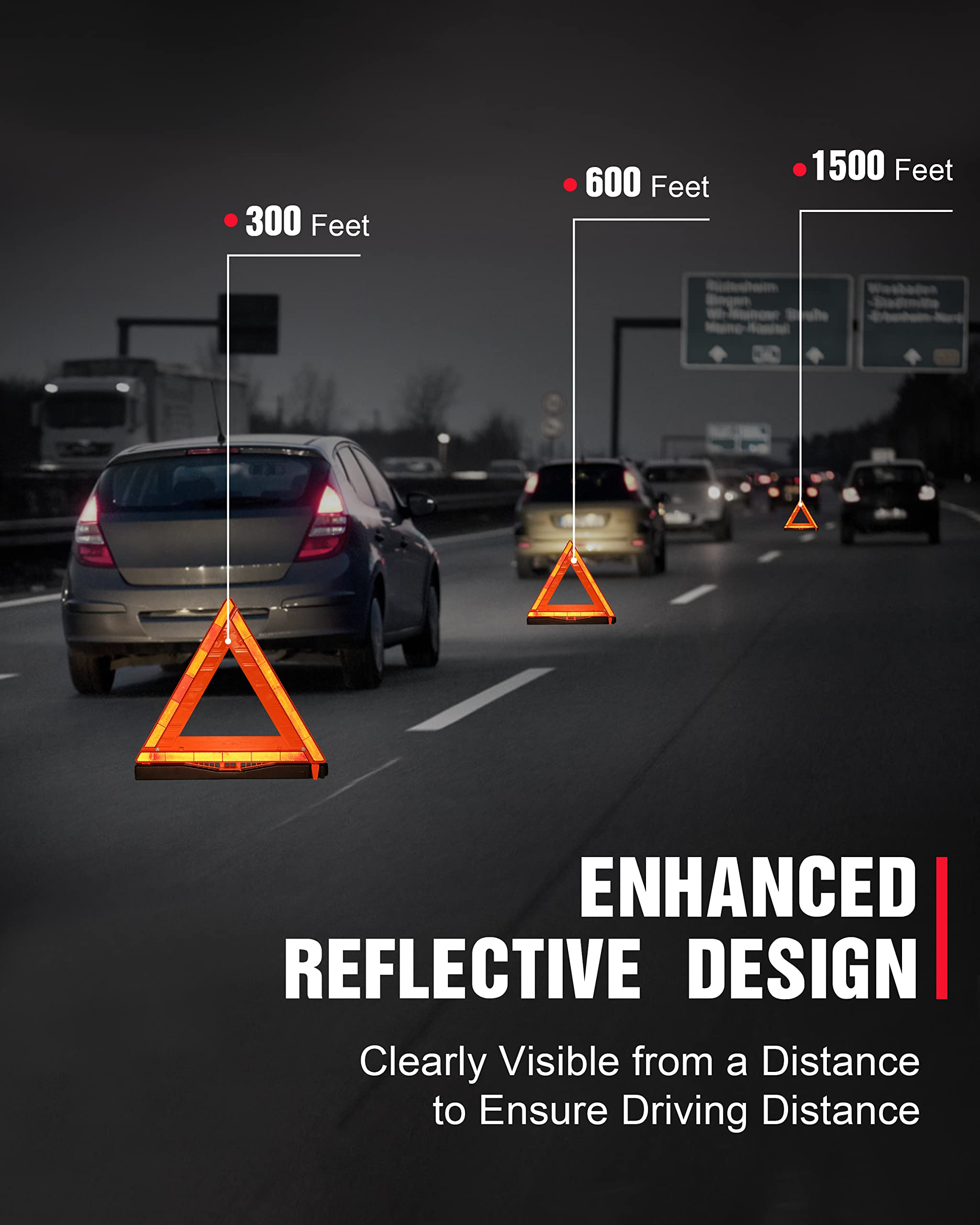 Snapklik.com : SAFEMATE 3 Pack Warning Triangle DOT Approved, Foldable ...