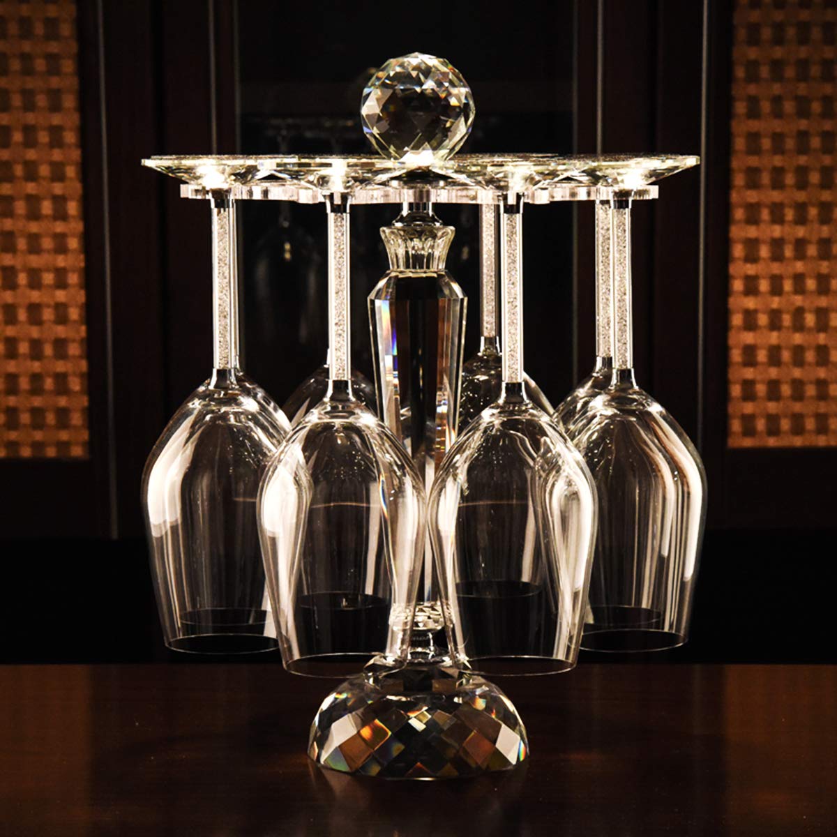 Amazon.com: Elegant Desktop Crystal Glass Stemware Rack/Rotate 8 Wine ...