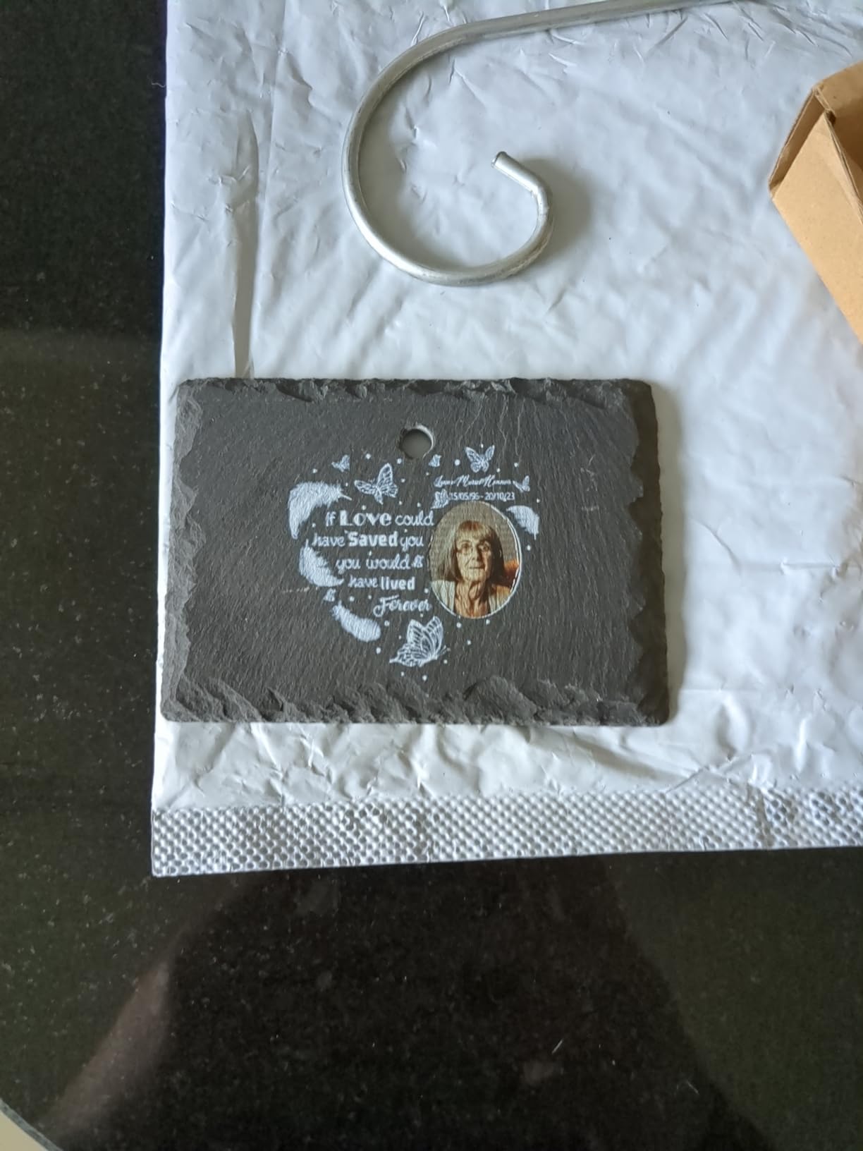 Personalized Photo Name Memorial Slate and Hook, Custom picture ...