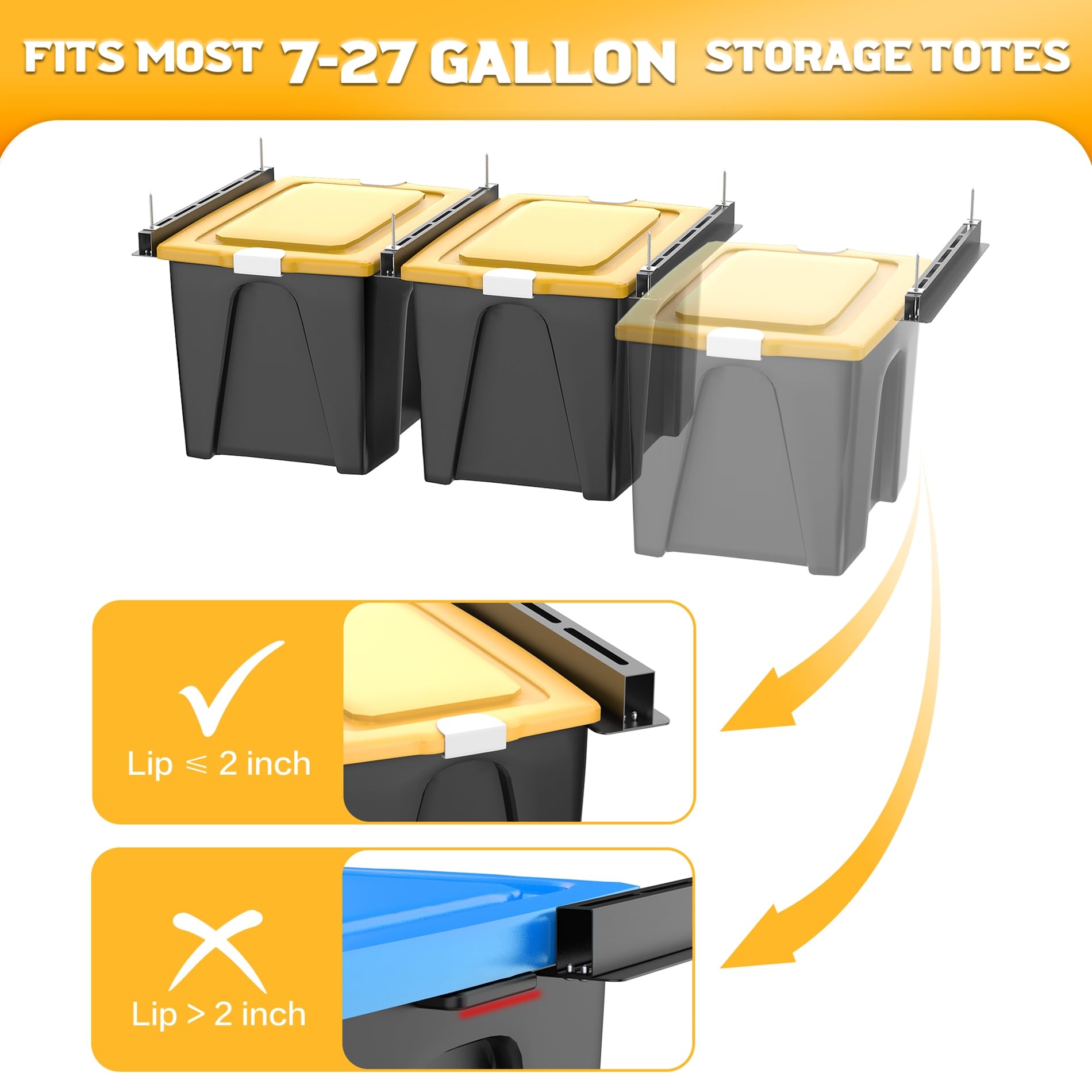 Snapklik.com : WALMANN Ceiling Tote Storage Rails, Heavy Duty Garage ...