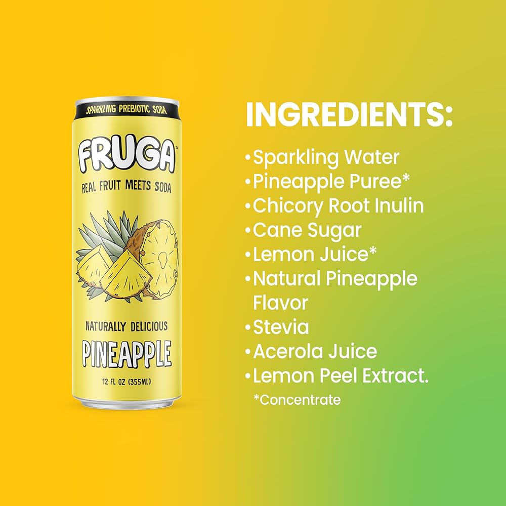 FRUGA Pineapple Prebiotic Soda Drink Sparkling Fruit Philippines | Ubuy