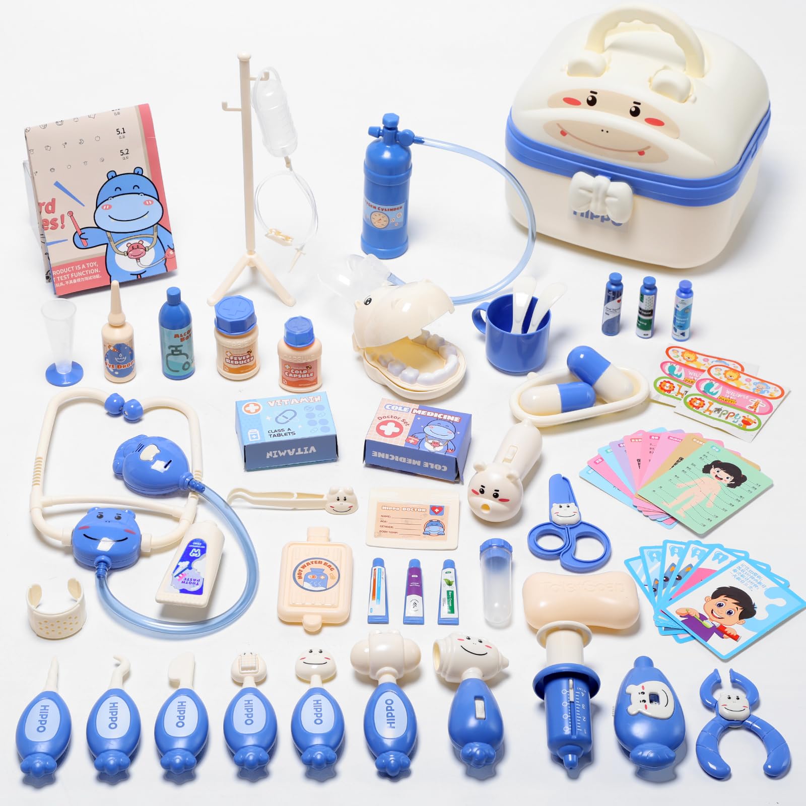 Amazon | Cute Stone お医者さんセット 65点 おもちゃ おままごと 知育玩具 お医者さんごっこ 歯医者さんごっこ 収納ケース付き ライトと音付き 診察道具 聴診器 ミニ ...
