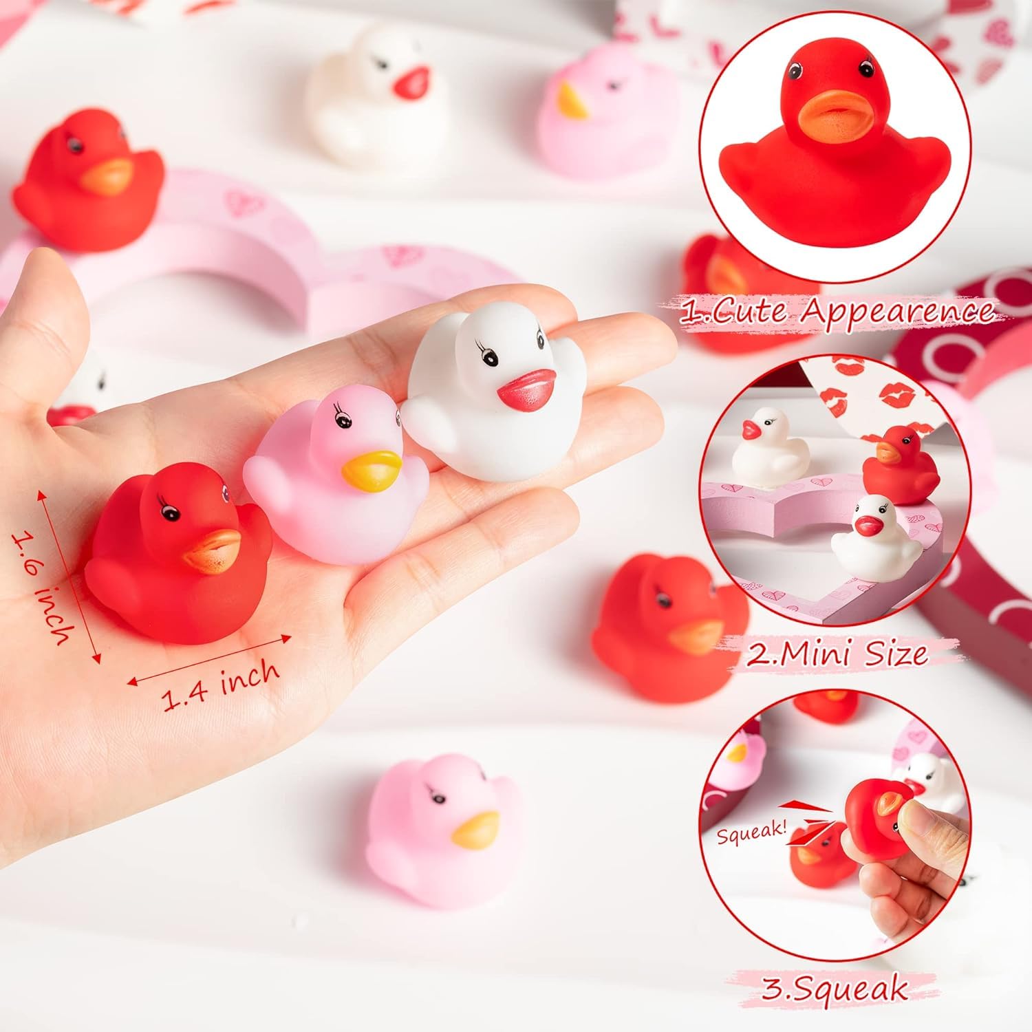 Snapklik.com : Valentines Day Mini Rubber Duckies Toy 60Pcs Cute Red ...