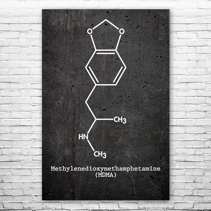 MDMA Molecule Ecstasy Poster Print, Raver Gift, MDMA Art, Psychologist ...