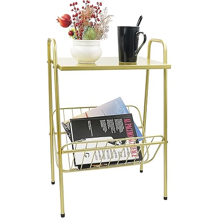 Amazon.com: mDesign Modern Industrial Side Table, Storage Shelf, 2-Tier ...