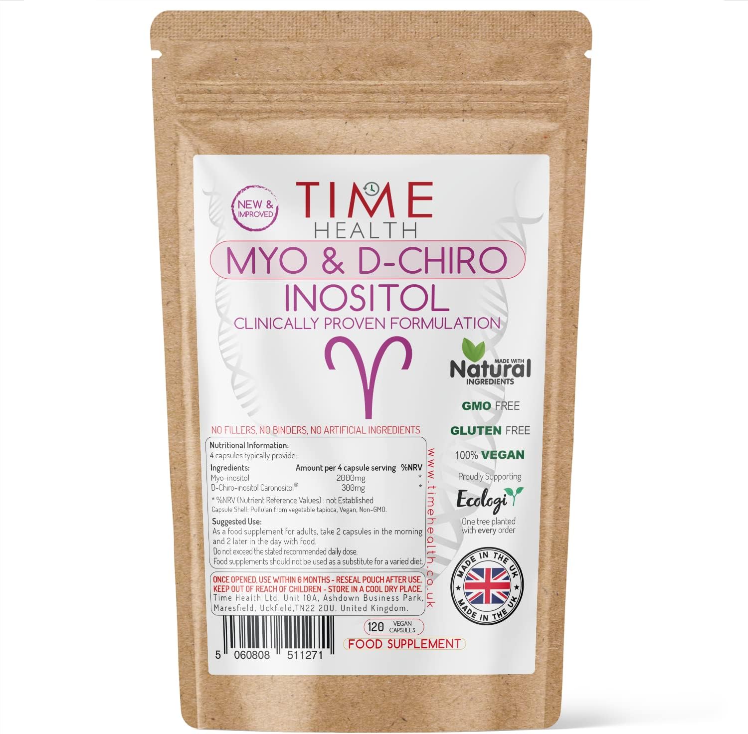 Myo & D Chiro Inositol - Clinically Proven - PCOS Support - 6X More D ...