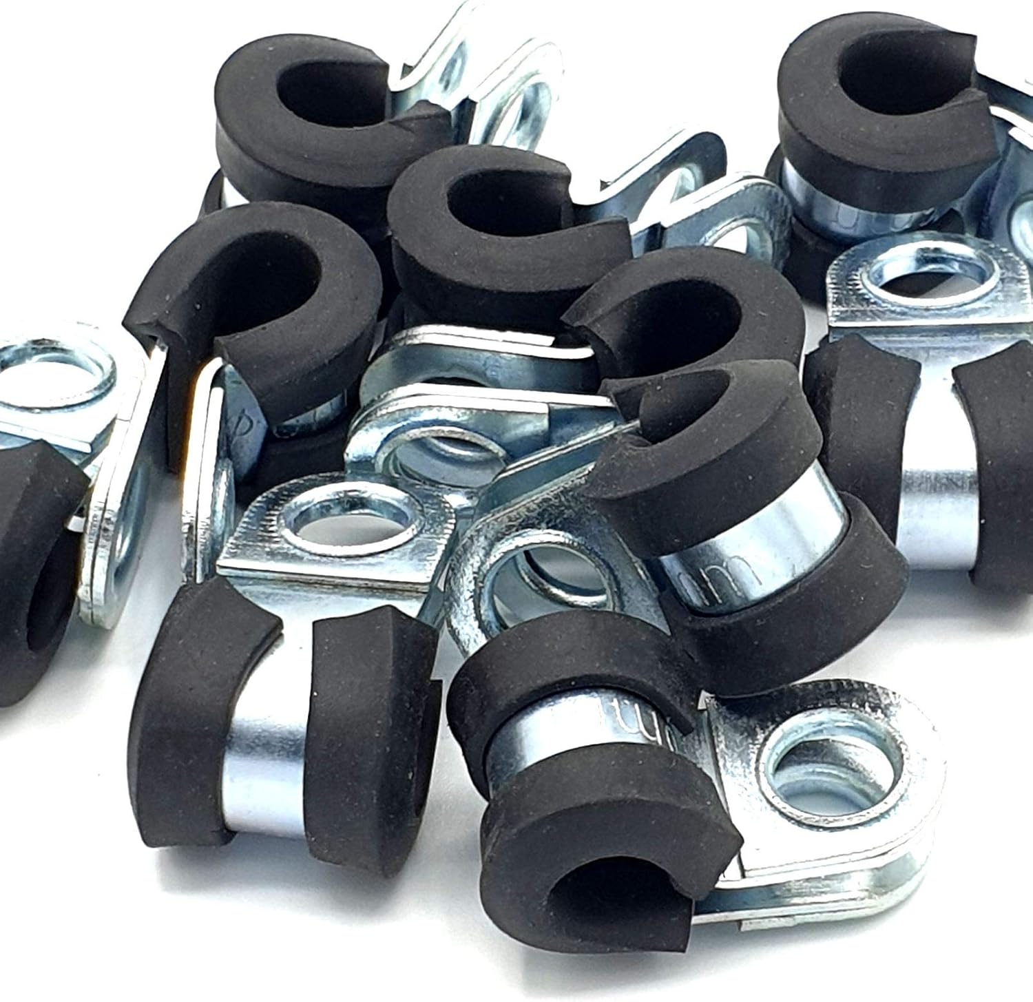 10pcs x 6mm Rubber Lined Cable P-Clips Steel Hose P Clamps - Amazon.com