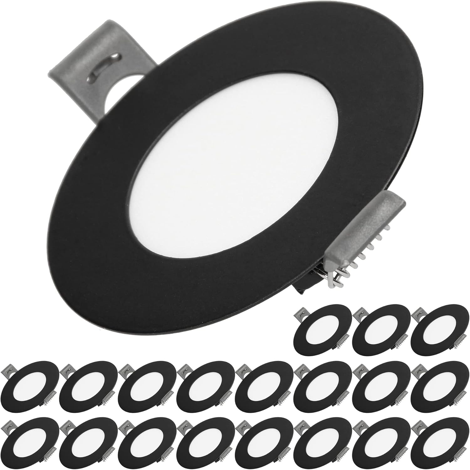 ECD Germany 20er Pack LED Panel Einbaustrahler 3,3W, Rund Ø85x30 mm ...