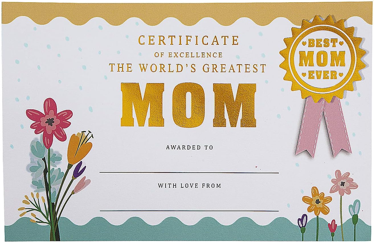 Amazon.com : World’s Greatest Mom Certificates with Gold Foil - 12 ...