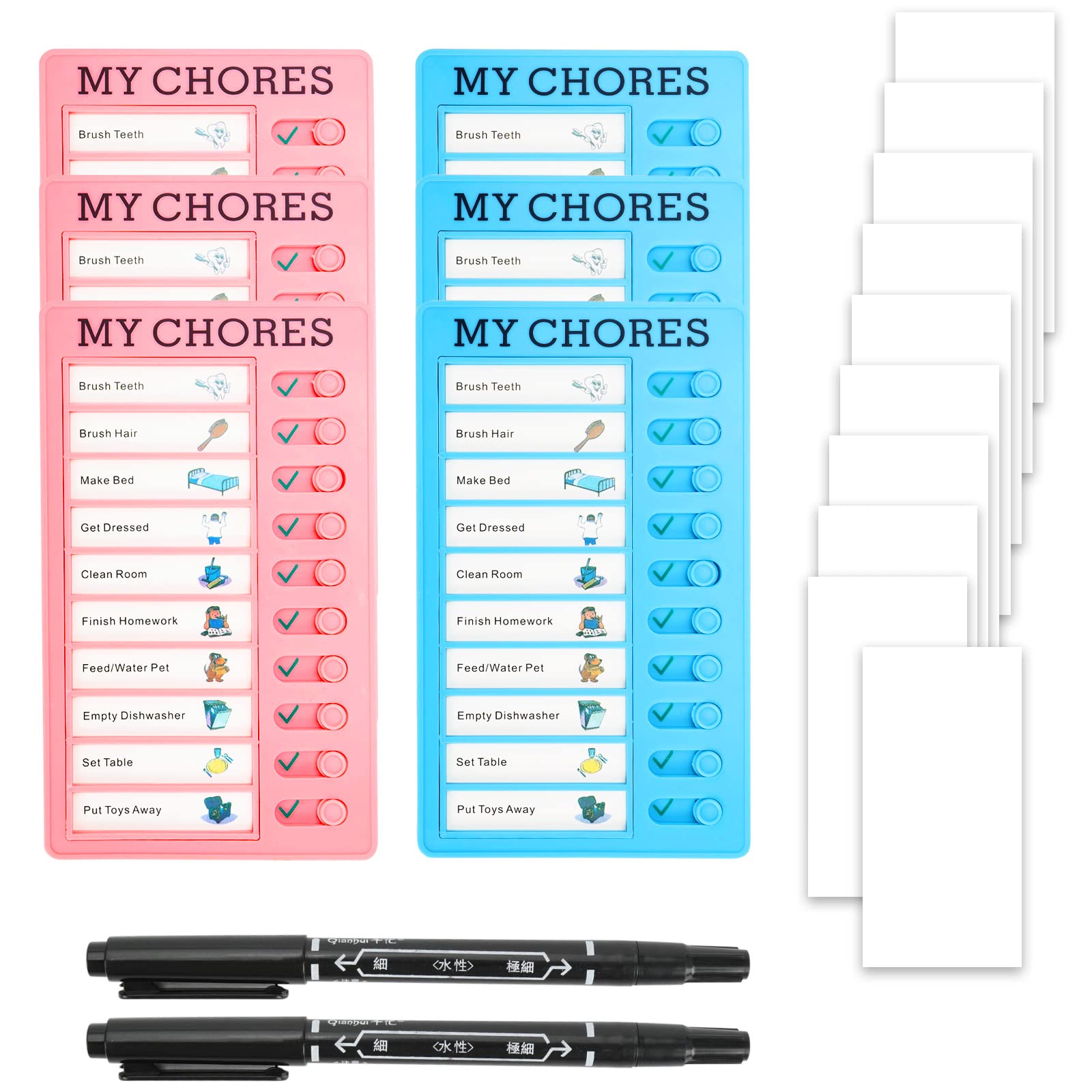 Buy 6Pack Chore Chart Checklist Board for Kids, My Chores Plastic ...