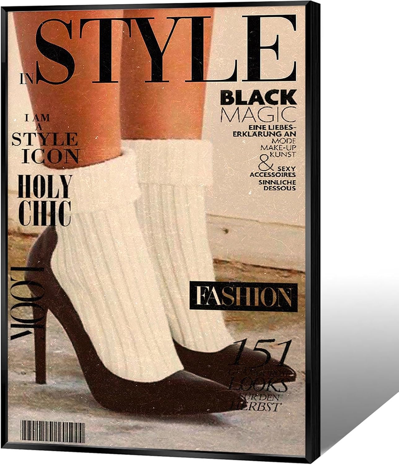 Amazon.com: Trendy Style Magazine Black High Heels Canvas Wall Art 70s ...